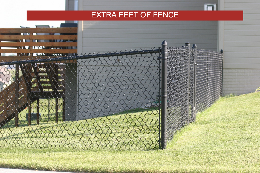 [Extra Feet Of Fence] Black Vinyl Chain Link Complete Fence Package ...